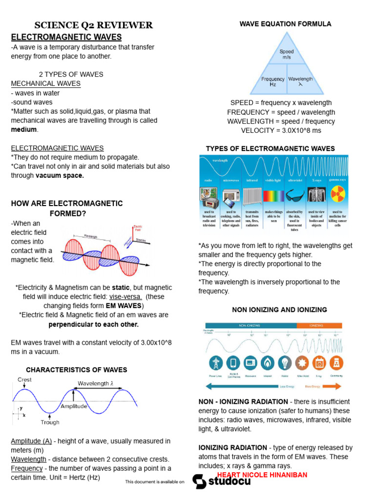 Science Q2 Reviewer Google Docs | PDF | Electromagnetic Radiation | Waves