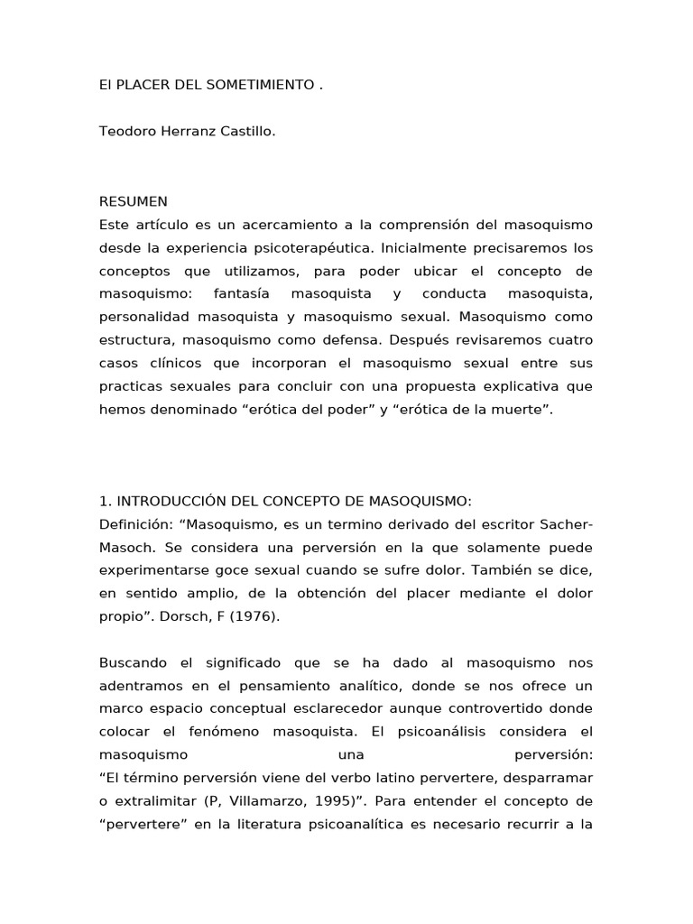 AEl PLACER DEL SOMETIMIENTO | PDF | Sadomasoquismo | Placer