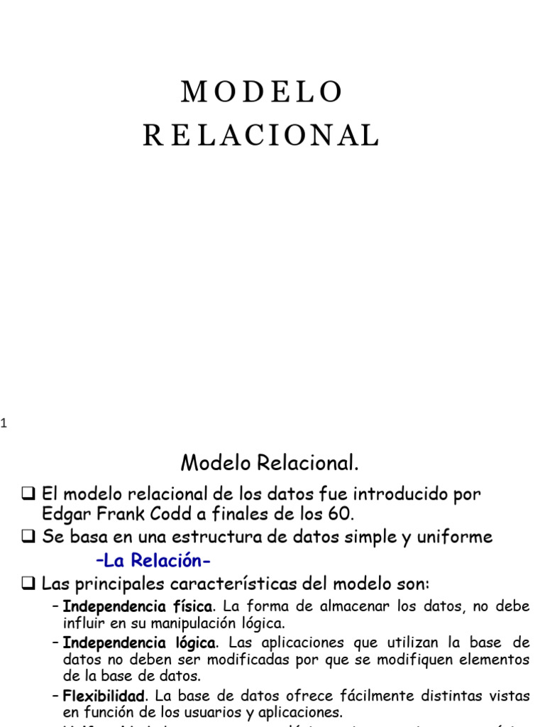 Introducción al Modelo Relacional de Datos | PDF | Base de datos relacional | Bases de datos