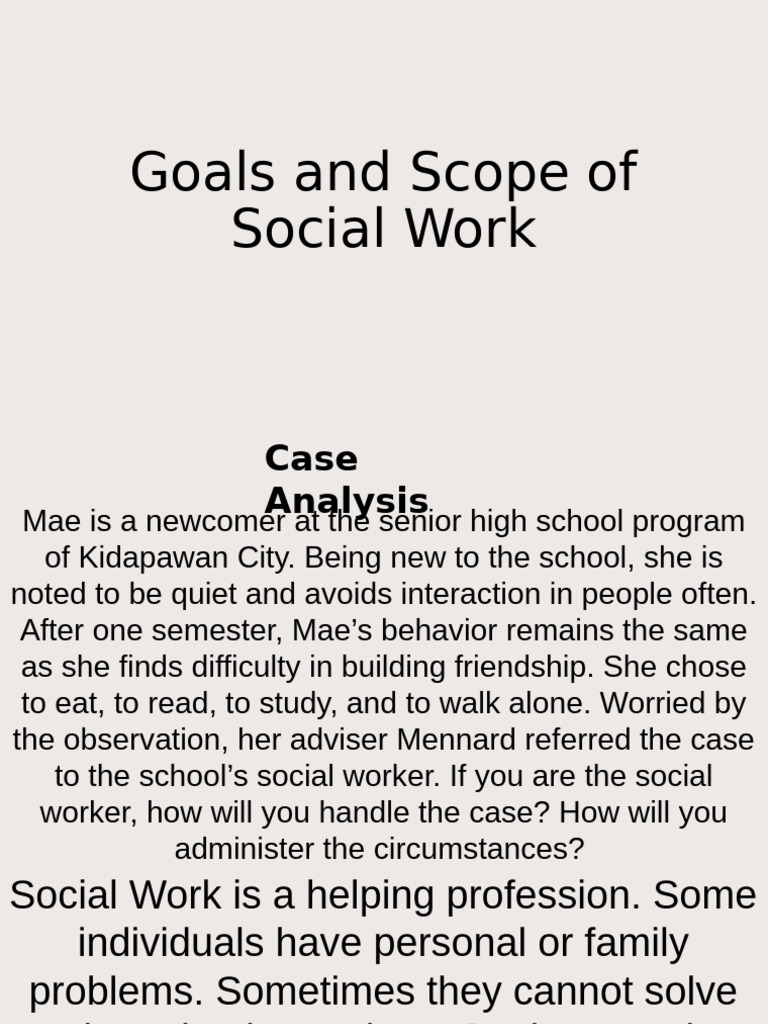 Goals and Scope of Social Work | PDF | Social Work | Psychological Concepts