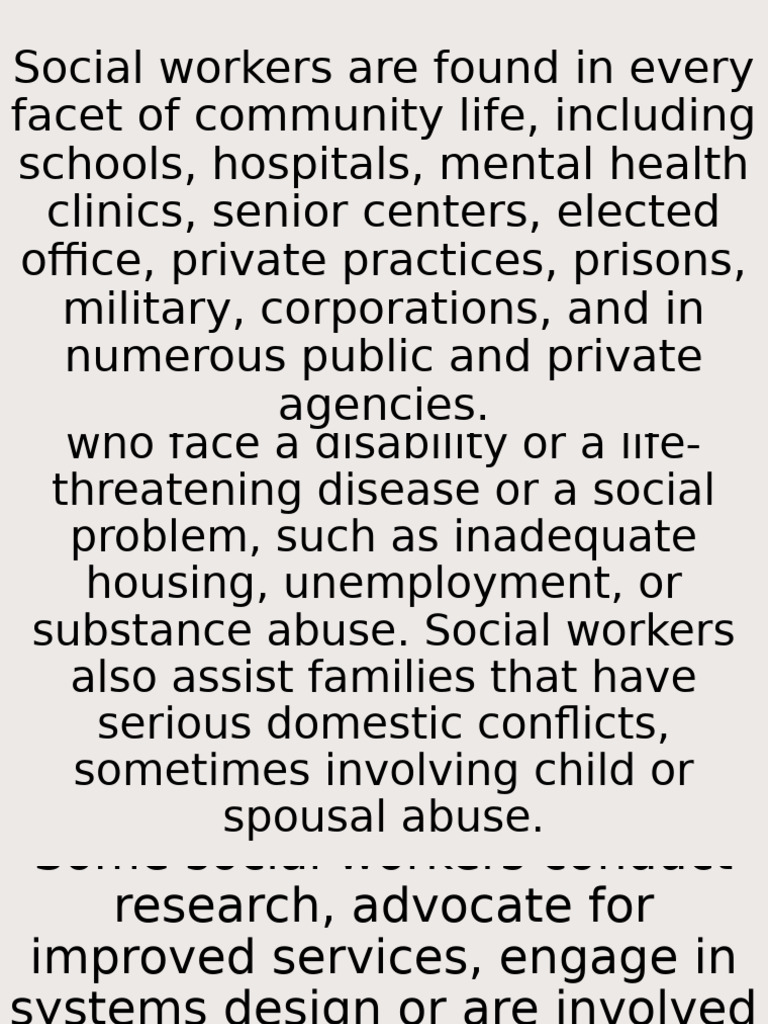 Lesson 18 Work Areas of Social Workers | PDF | Social Work | Mental Health