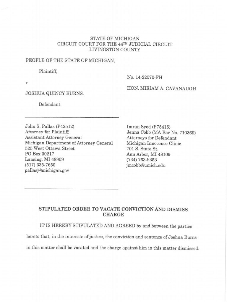 2024.11.21 Stipulated Order Vacating Conviction | PDF