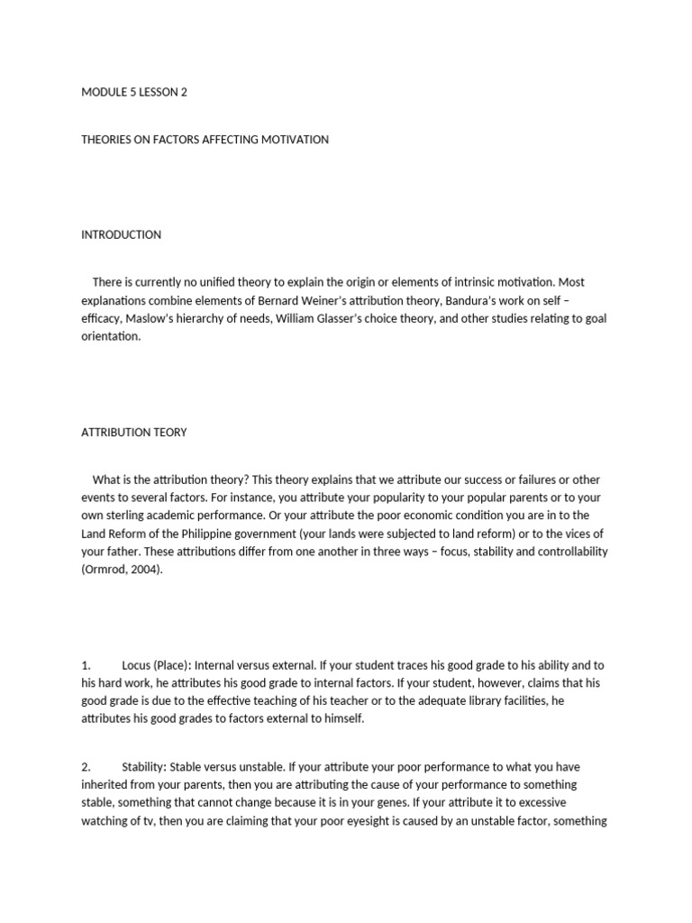 MODULE 5 LESSON-WPS Office | PDF | Motivational | Motivation