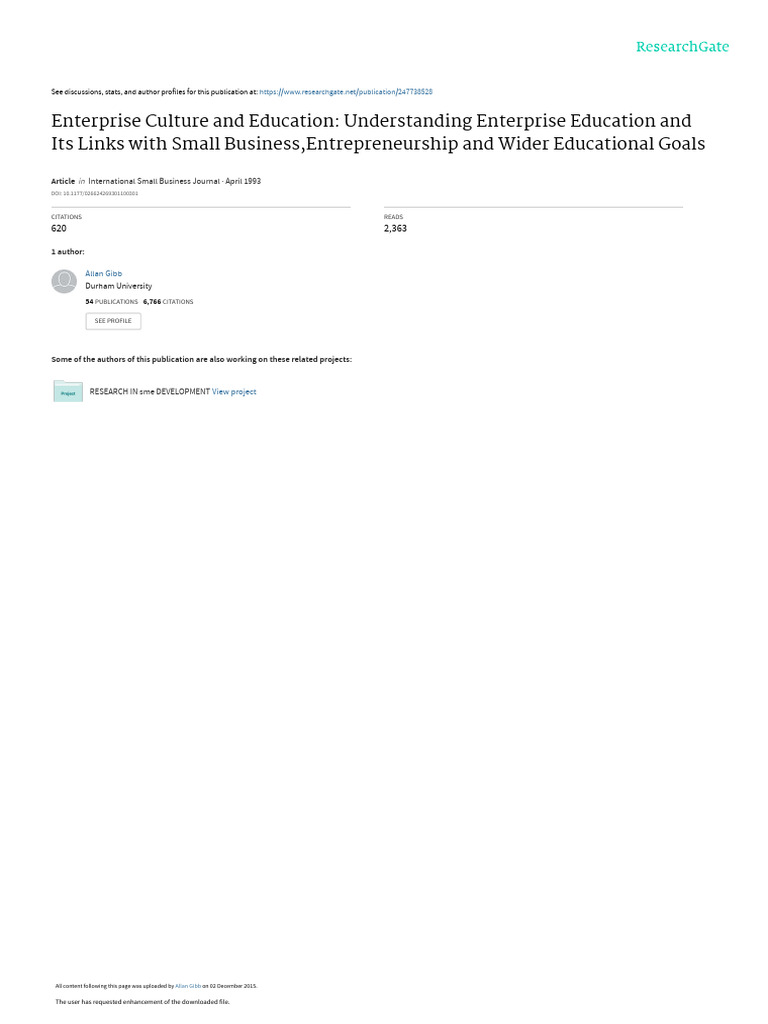 Alan Gibbs_ENTERPRISE CULTURE_EDU | PDF
