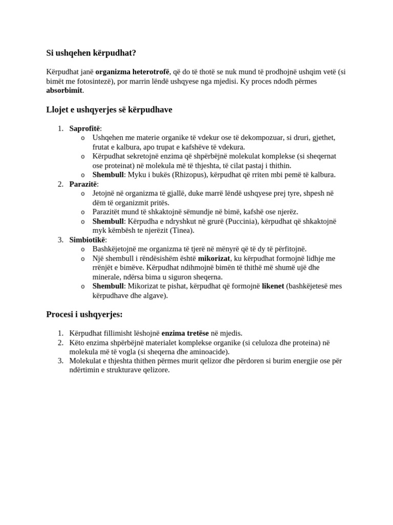 Si Ushqehen Kërpudhat | PDF