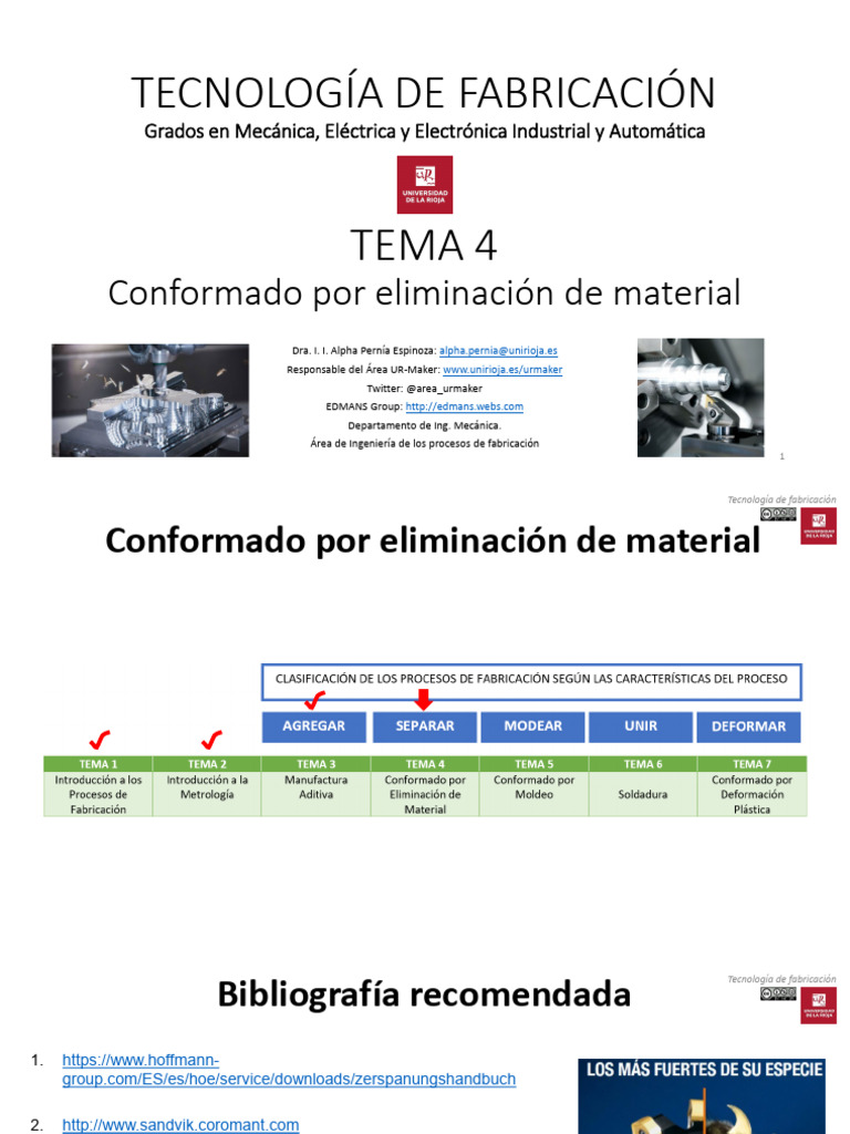 TEMA 4 Conf Elimin Material v31 | PDF | Mecanizado | Perforar