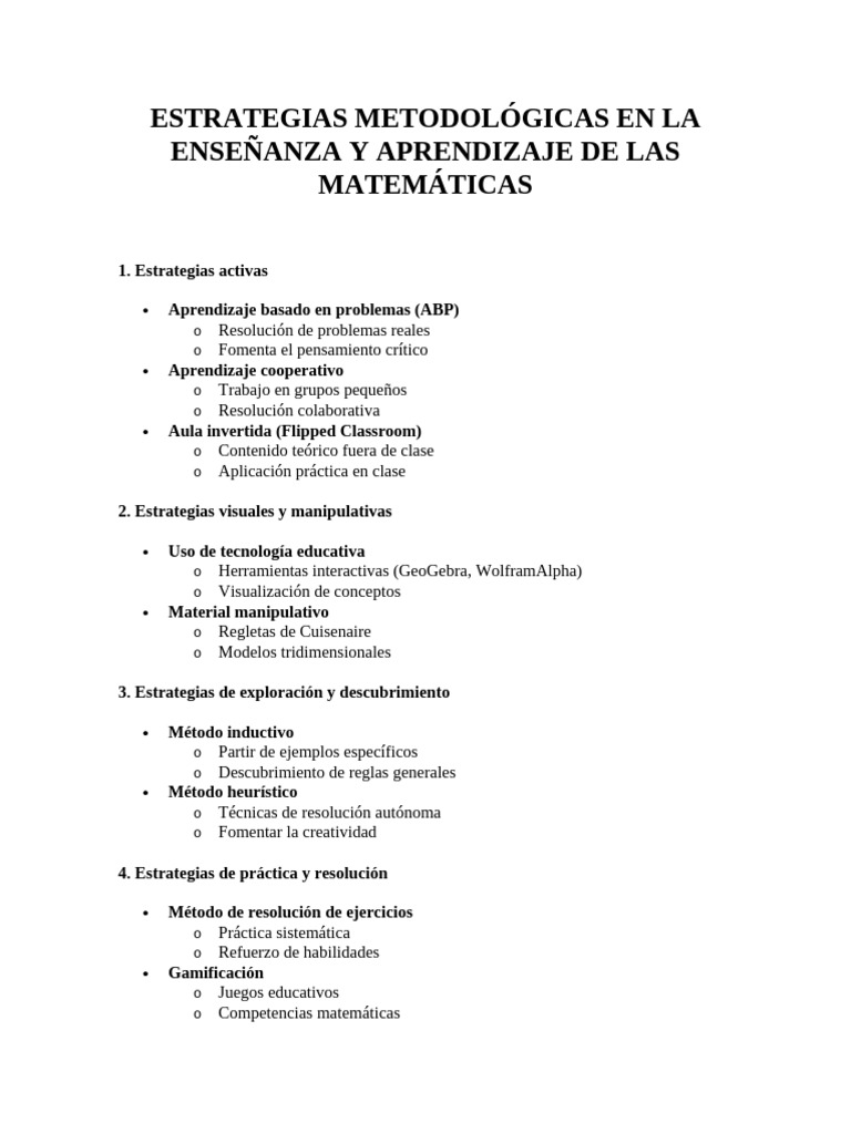 Estrategias para Enseñar Matemáticas | PDF