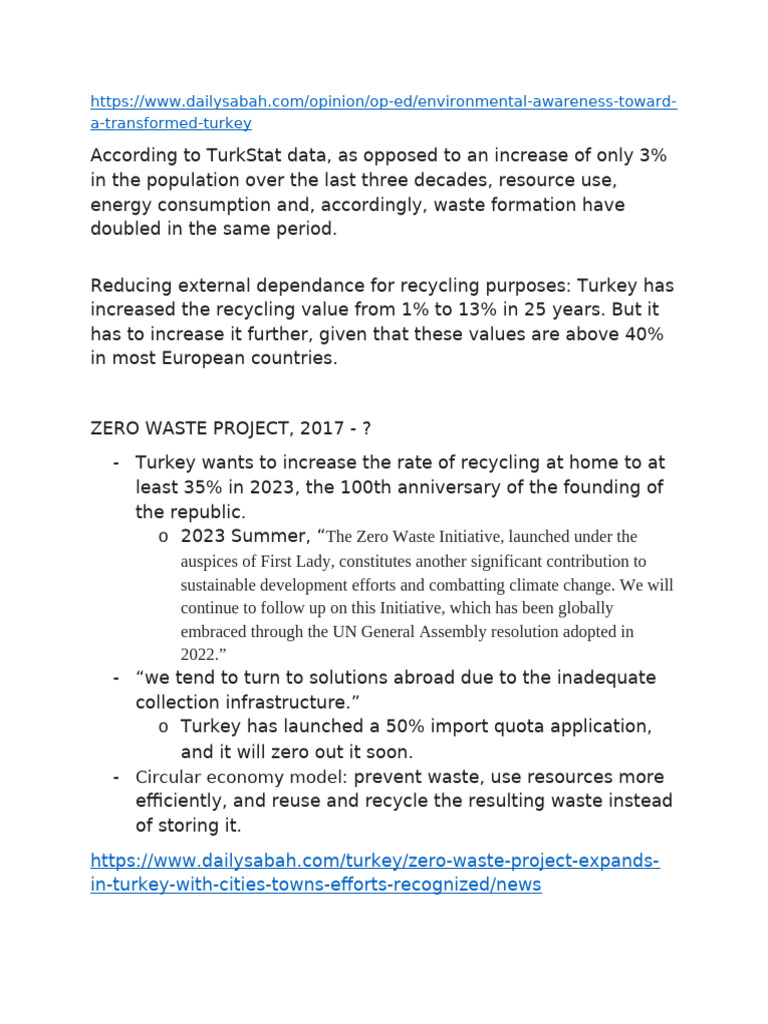 Turkey's Zero Waste Initiative Progress | PDF | Recycling | Birth Control