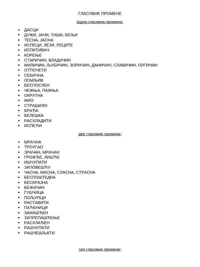 Glasovne Promene Primeri | PDF