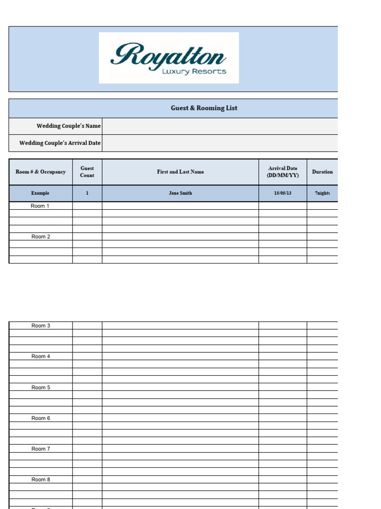 Royalton Rooming List_xlsx | PDF