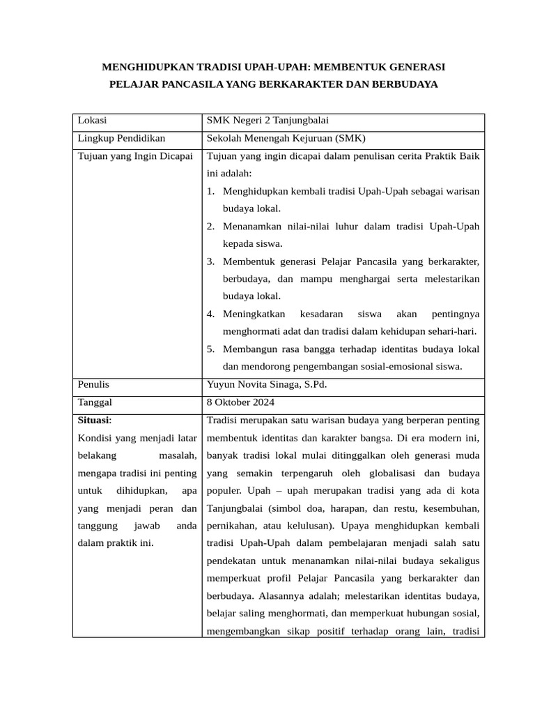 Menghidupkan Tradisi Upah-Upah di SMK | PDF