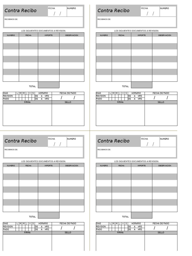 Formato Contrarecibo | PDF