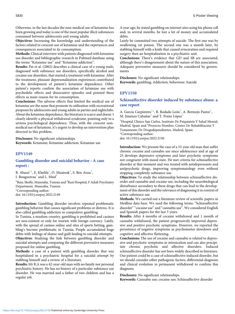 Schizoaffective Disorder Induced by Substance Abuse A Case Report | PDF ...