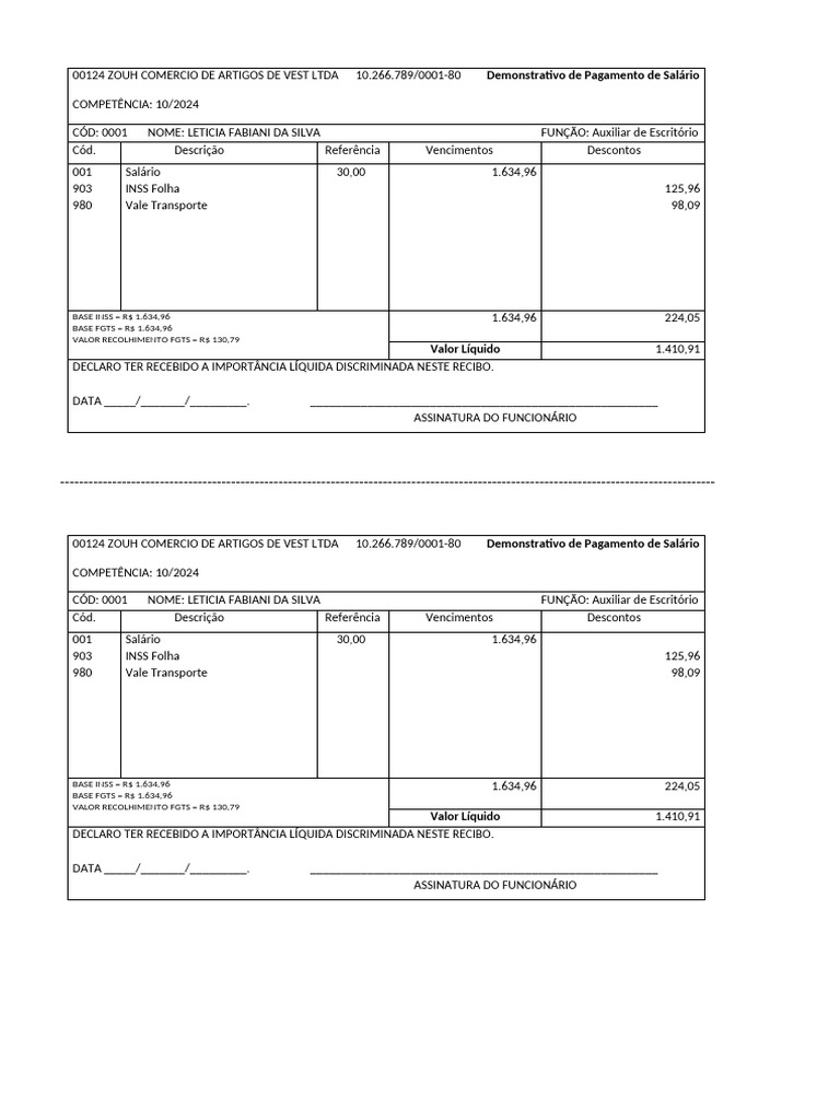 Modelo - Zouh Comercio | PDF | Seguro social | Economia Demográfica