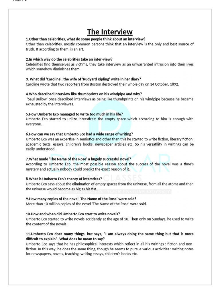 The Interview | PDF | Novels