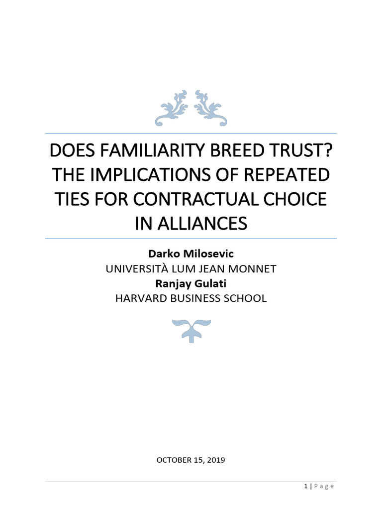 26.does Familiarity Breed Trust The Implica | PDF | Governance ...