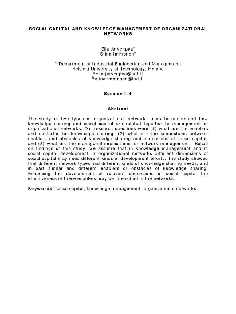 29.social Capital and Knowledge Management | PDF | Social Capital | Knowledge Management