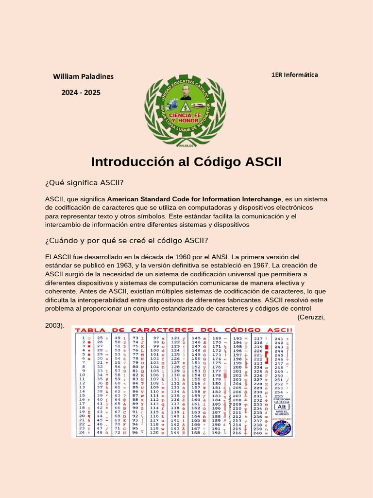 Introducción Al Codigo ASCII | PDF | Ascii | Informática