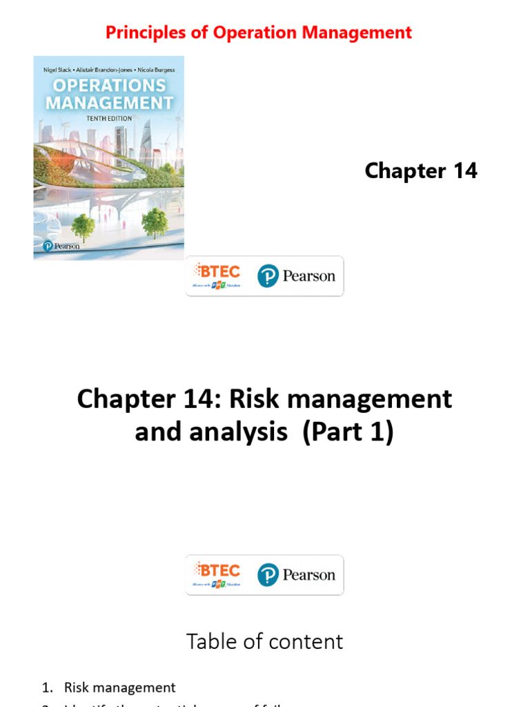 Principles of Operation Management - Lecture No.14 | PDF | Risk | Risk Management