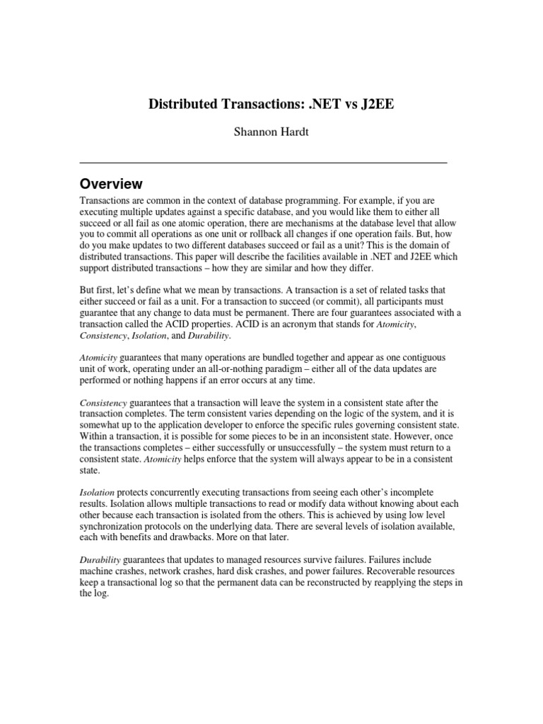 Distributed Transactions | PDF | Enterprise Java Beans | Acid