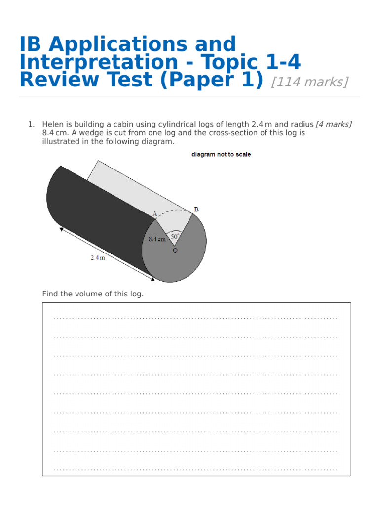 IB Math Applications Review Test 1-4 | PDF | Ph | Sampling (Statistics)