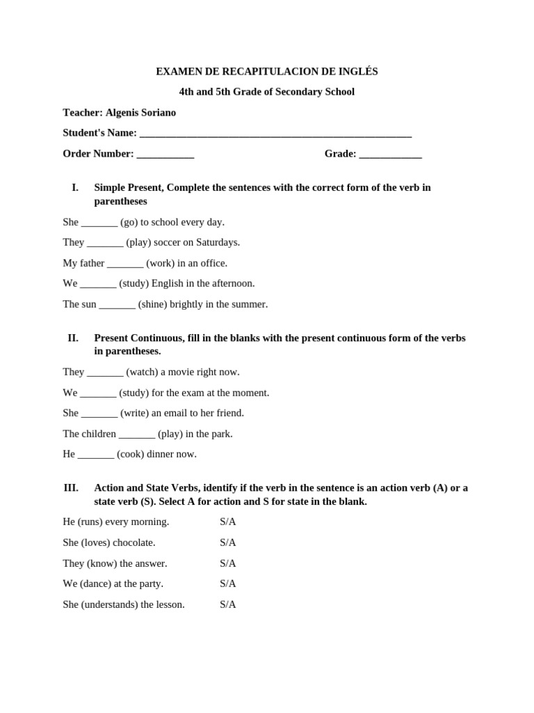 English Recap Exam for Grades 4-5 | PDF | Language Mechanics | Grammar