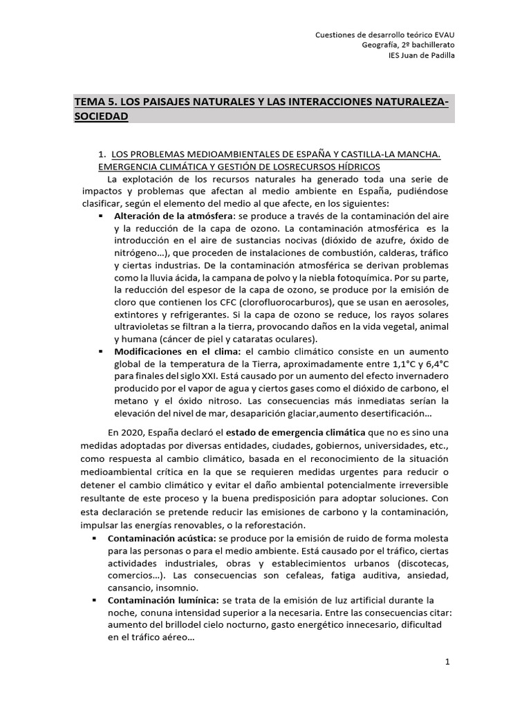 Problemas medioambientales en España | PDF | Contaminación | La ...