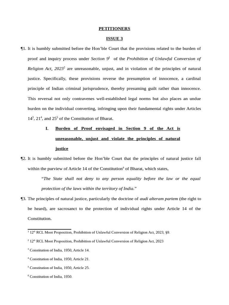 RCL Petitioner Issue 3 | PDF | Burden Of Proof (Law) | Presumption Of Innocence