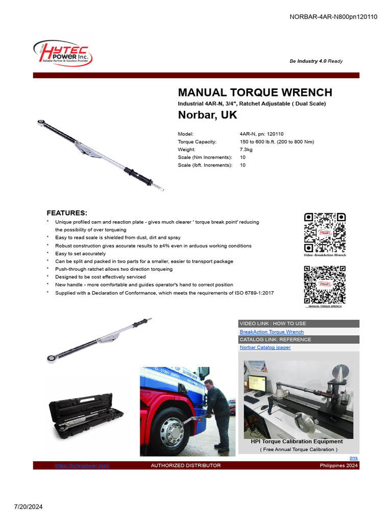 Norbar 4AR-N Torque Wrench Manual | PDF