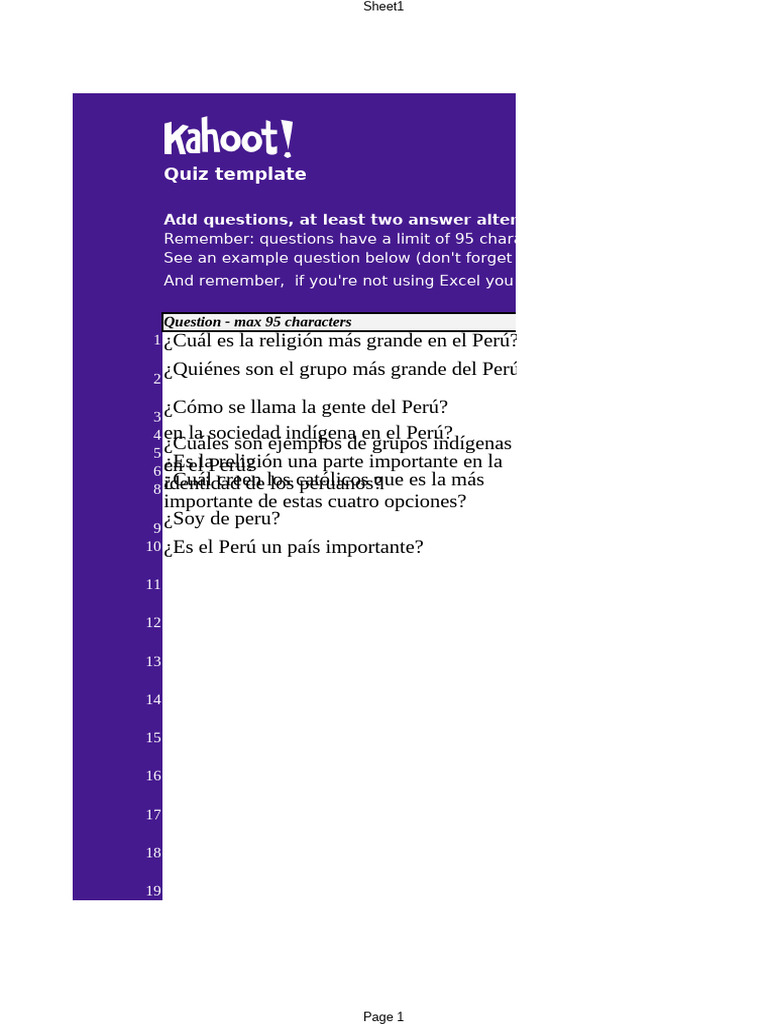 Kahoot Template | PDF