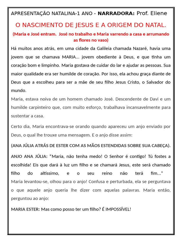 Narração e Apresentação Do Natal | PDF | Maria, mãe de Jesus | São José