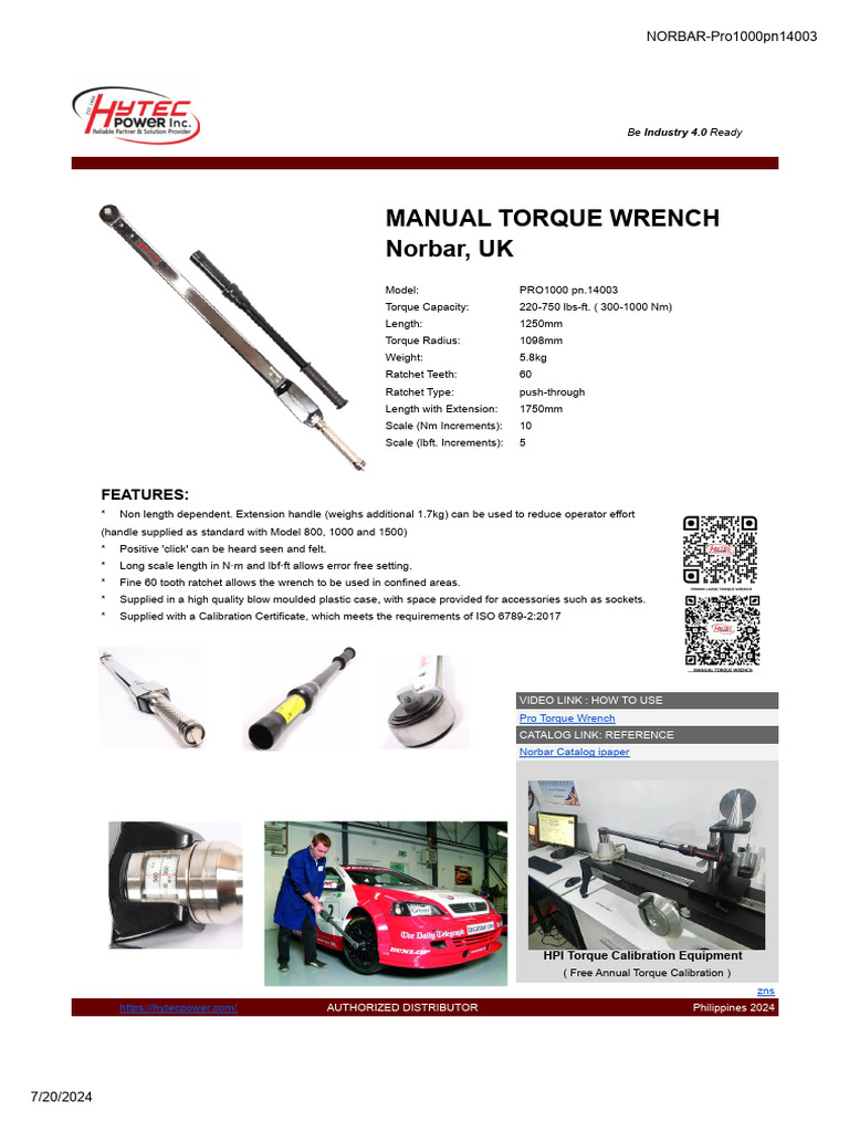 NORBAR-Pro1000pn14003 ManualTorqueWrench | PDF