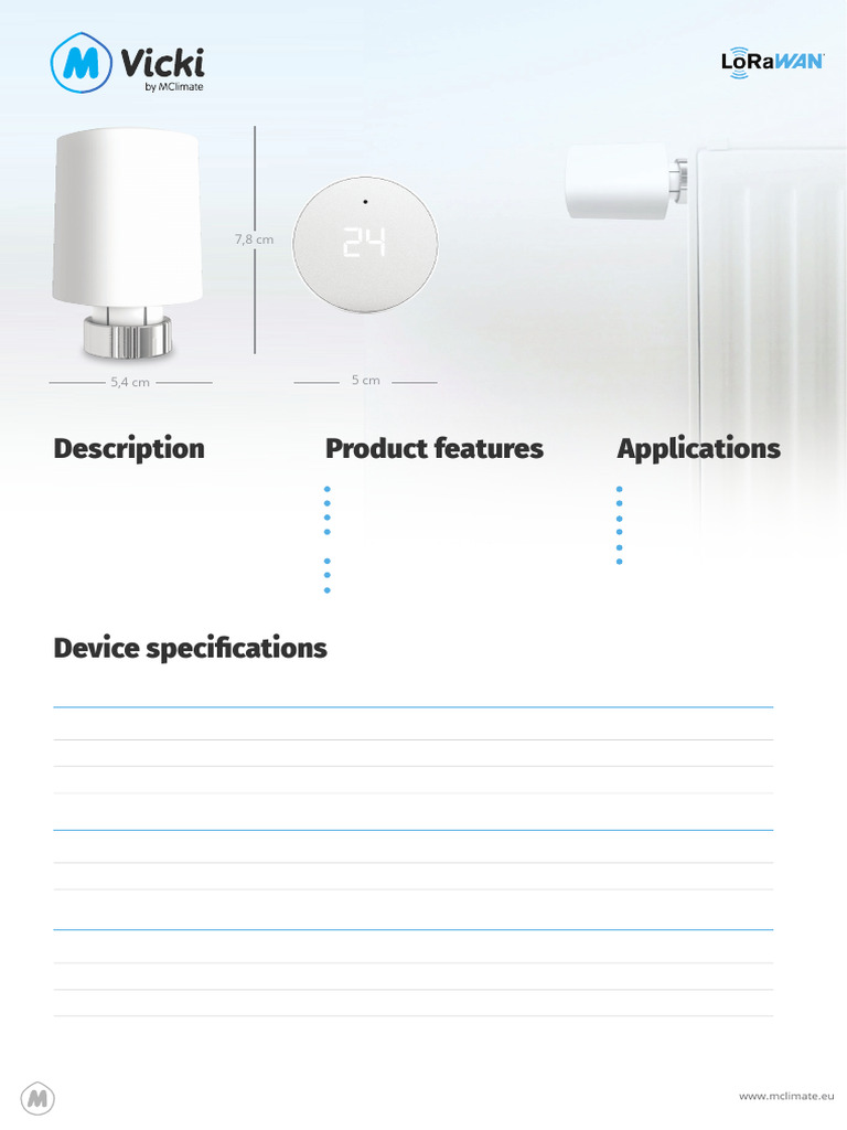 MClimate Vicki Factsheet (EN) | PDF | Vacuum Tube | Building Automation