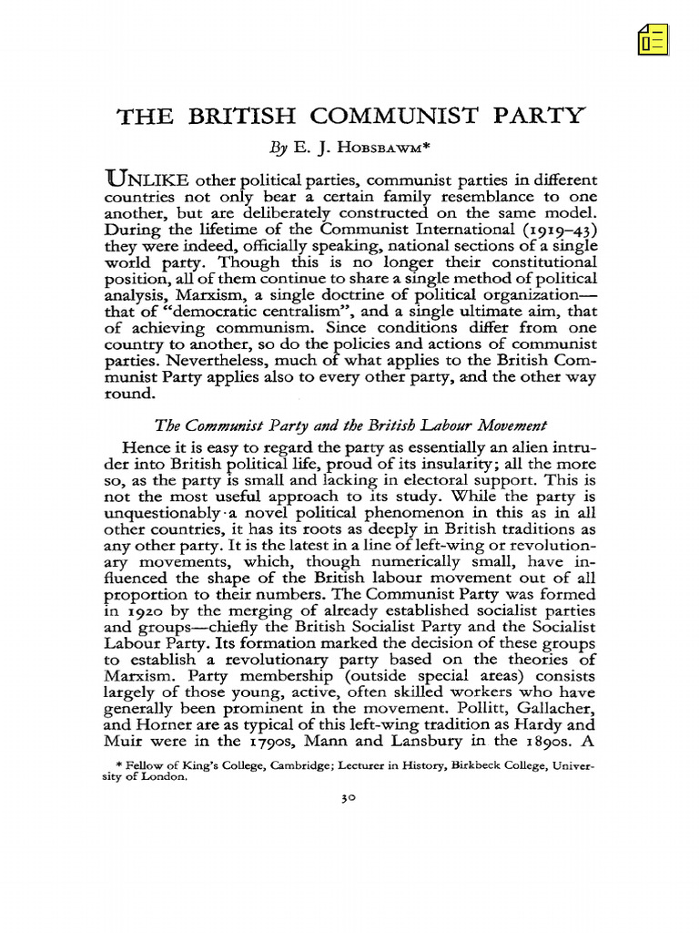 The.British.Communist.Party.(A.J).1954 | PDF | Communism | Socialism