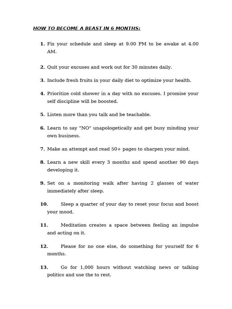 Become a Beast in 6 Months Guide | PDF