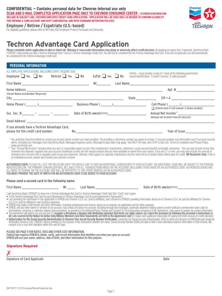 CVX GasCreditCardApplication | PDF | Credit Card | Visa Inc.
