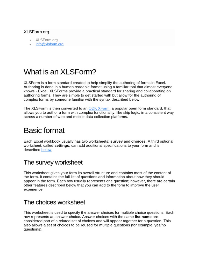 XLSForm | PDF | Microsoft Excel | Comma Separated Values