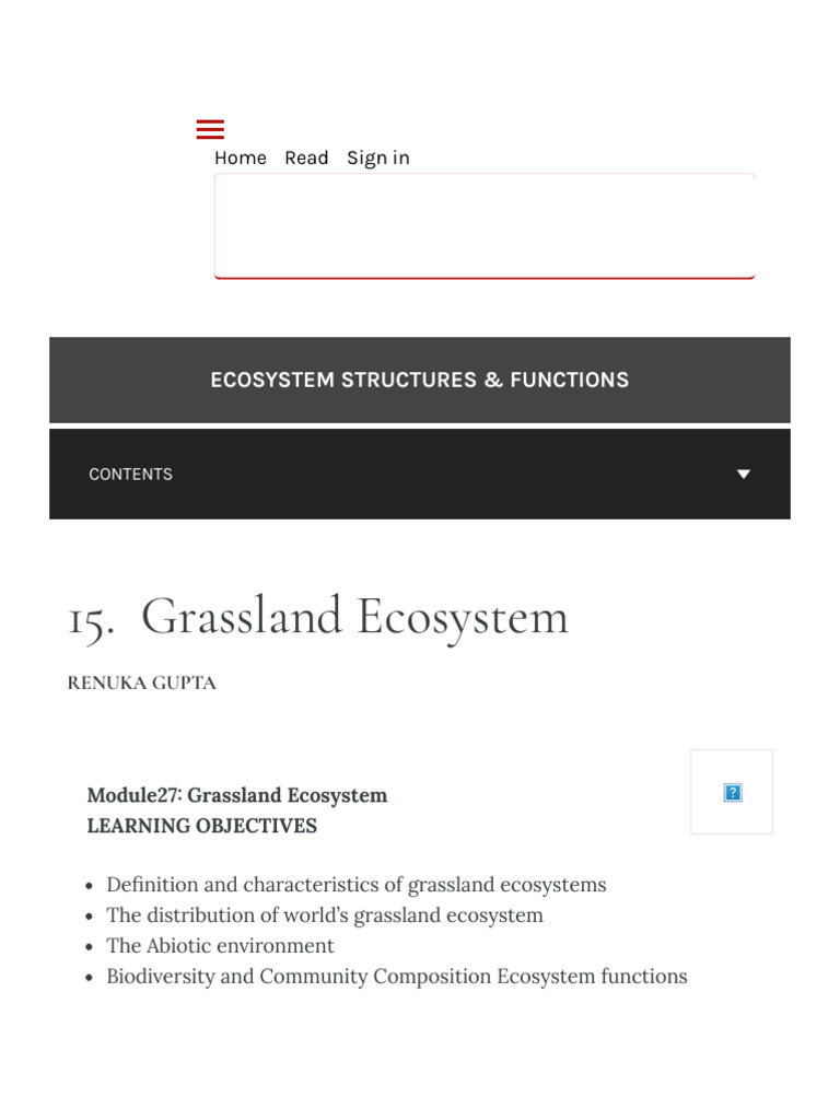 Grassland Ecosystem - Ecosystem Structures & Functions | PDF ...