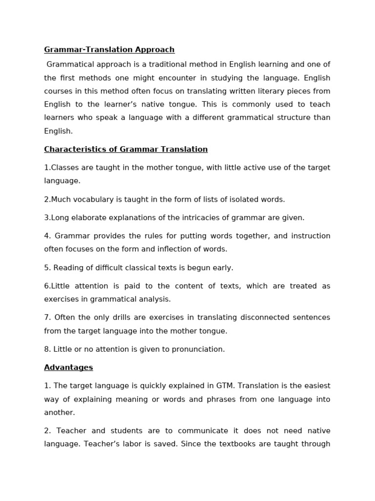 Grammar Translation Approach - 043749 | PDF
