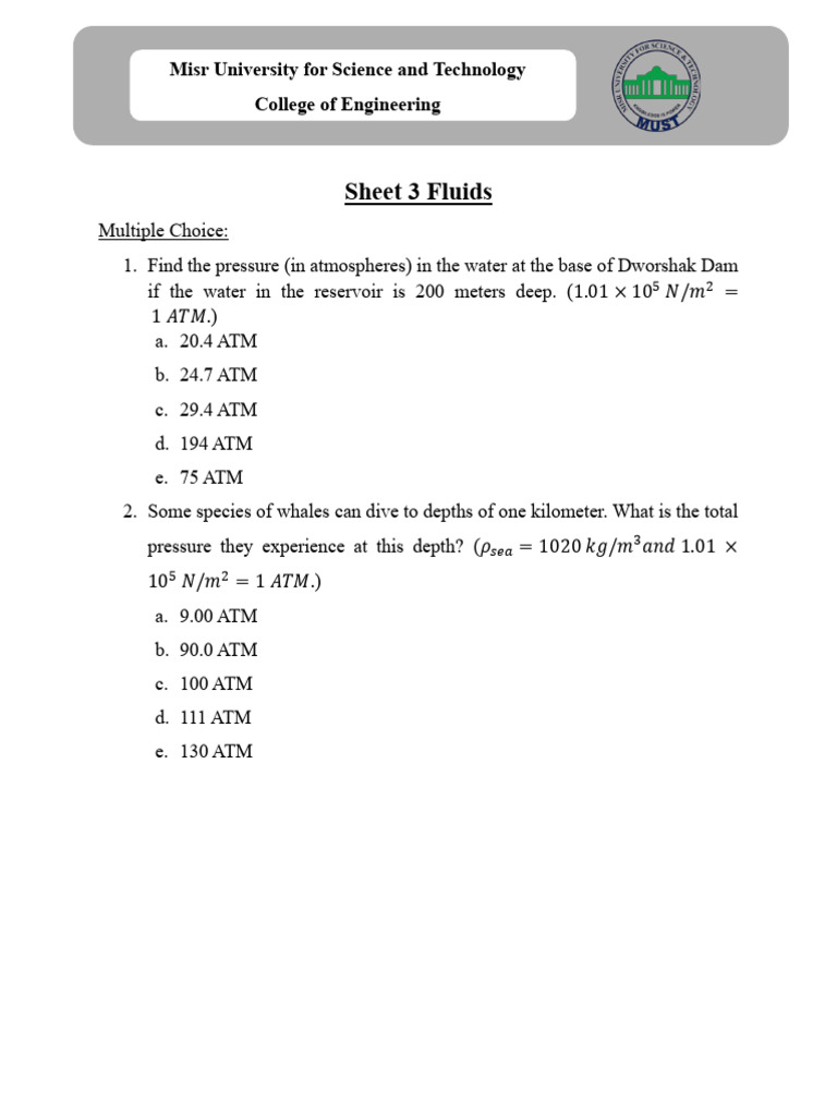 Sheet 3-1 | PDF | Buoyancy | Density