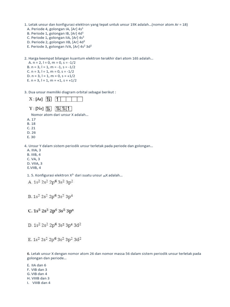 Soal Unsur Dan Periodik | PDF