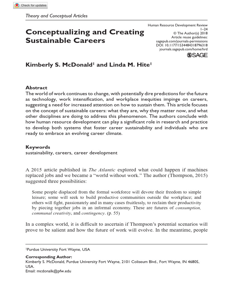 OB 4 - Conceptualizing and Creating Sustainable Careers | PDF | Sustainability | Employment
