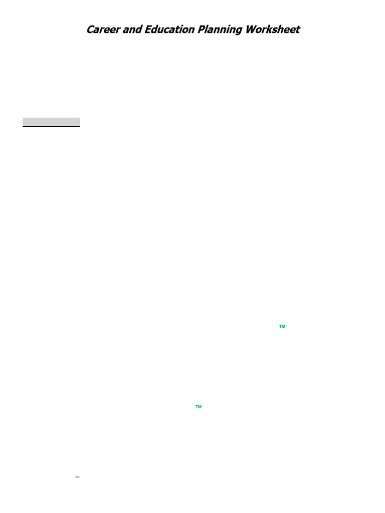 My Copy Worksheet-Career-and-Education-Planning | PDF