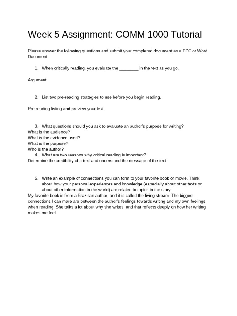 Week 7 Assignment - COMM 1000 Tutorial (Sophia's Section) | PDF