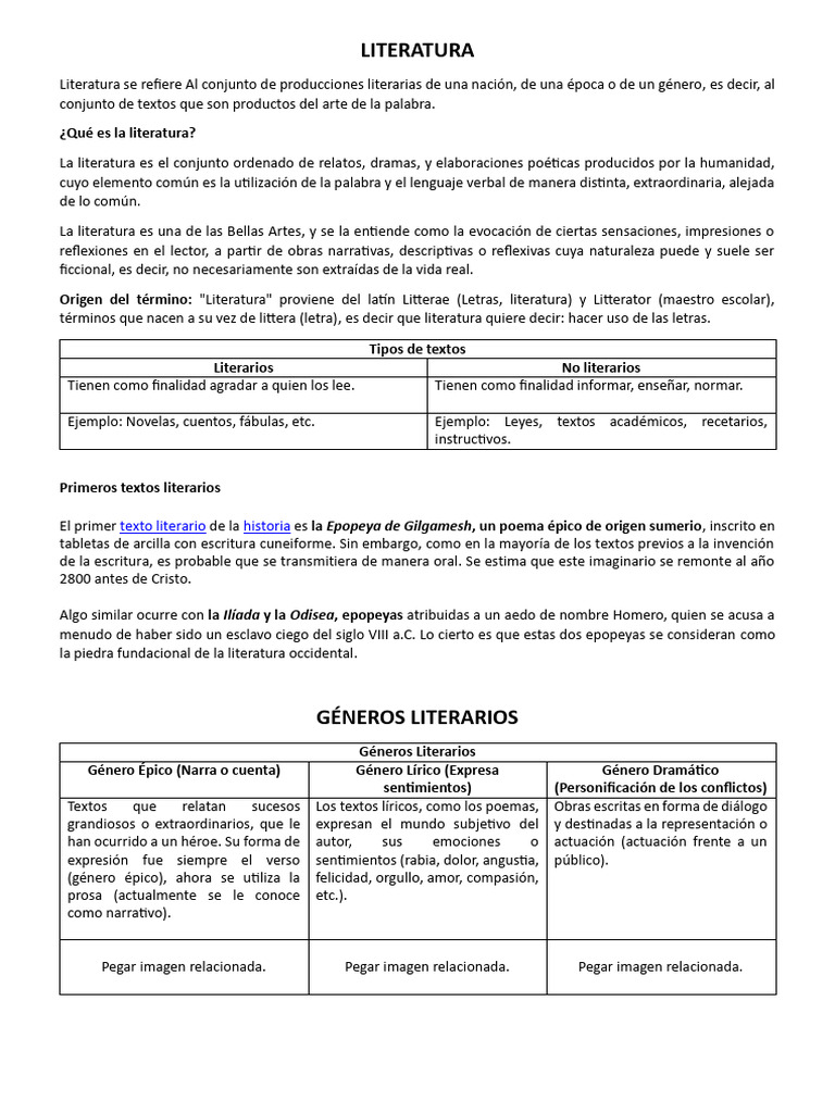 Literatura y Géneros Literarios | PDF | Poesía épica | Poesía