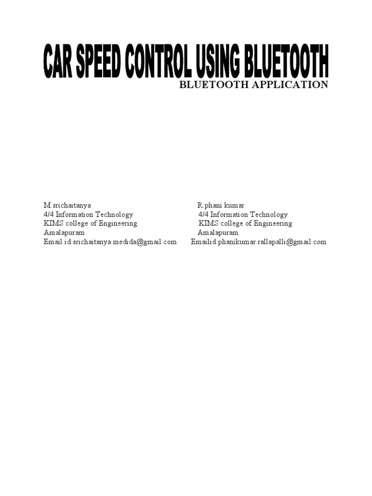 Car Speed Control Using Bluetooth | PDF | Bluetooth | Brake