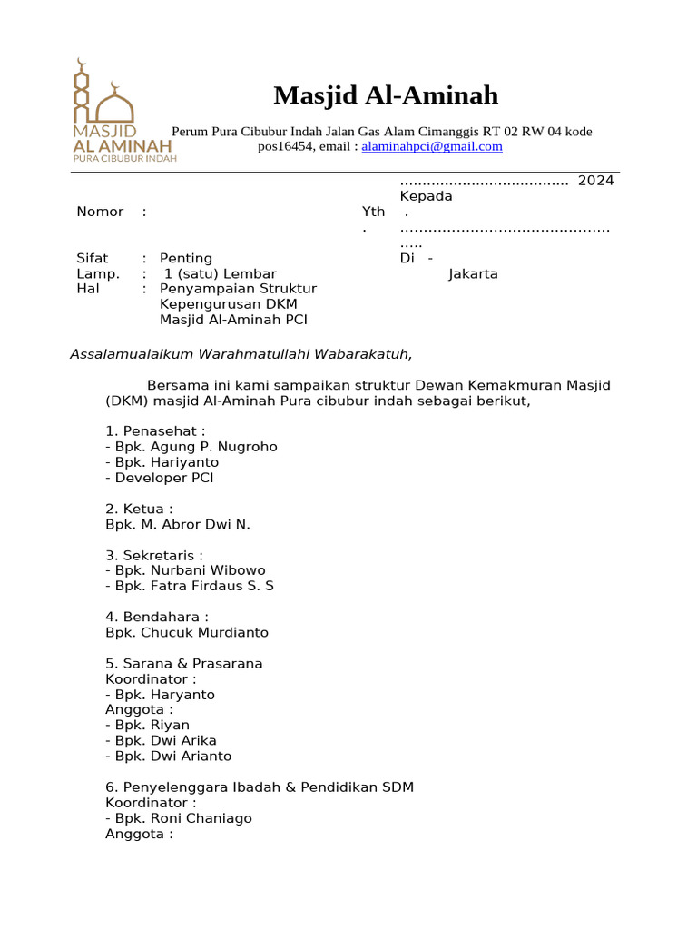 Draft Contoh Surat Mashid Surat Al Aminah | PDF