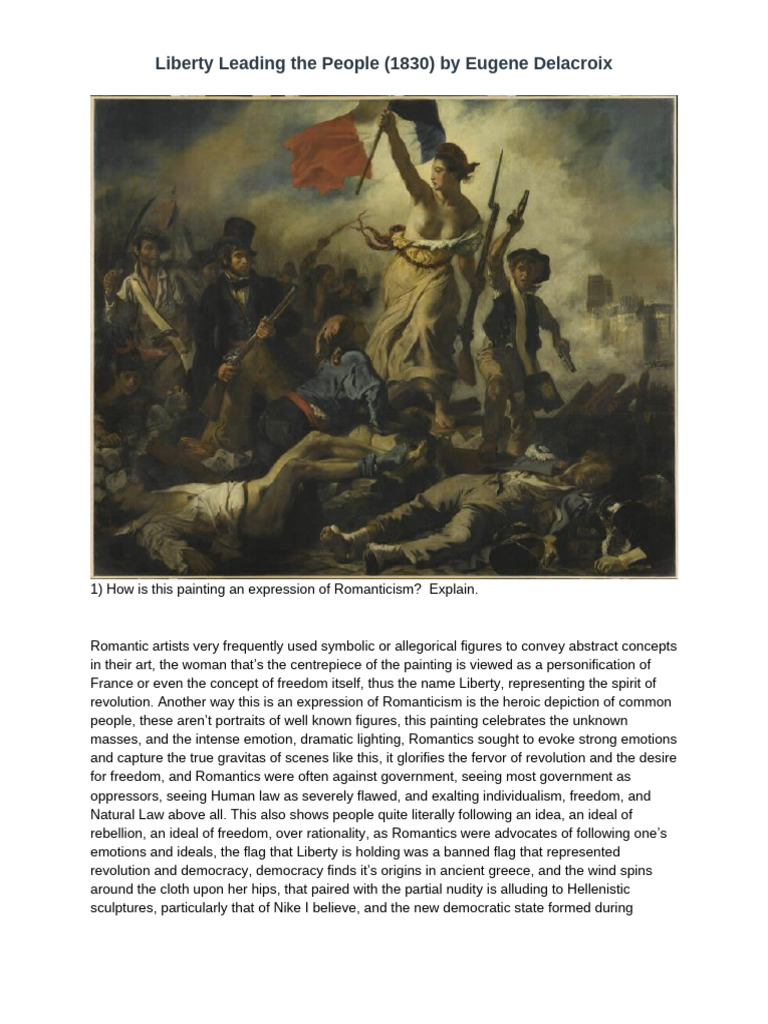 Liberty Leading The People (1830) by Eugene Delacroix Analysis | PDF