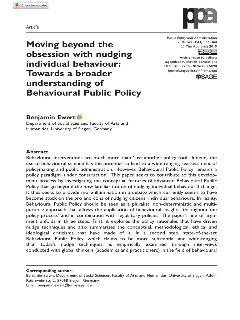 Ewert 2019 Moving Beyond The Obsession With Nudging Individual ...