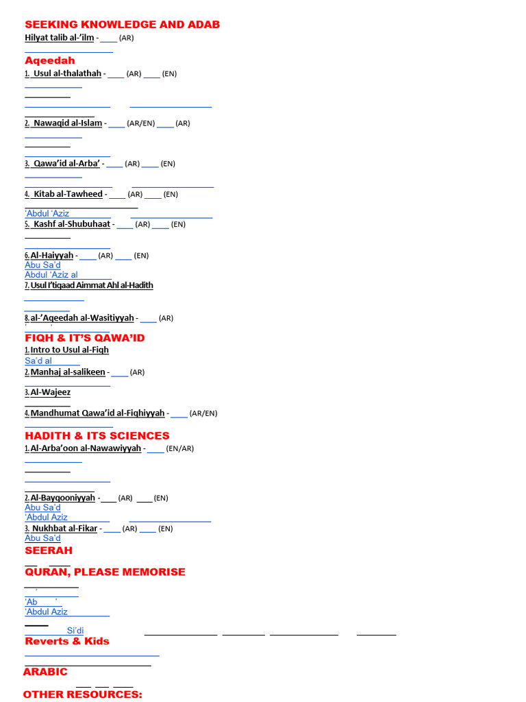 Seeking Knowledge and Adab Aqeedah: It'S Qawa'Id | PDF